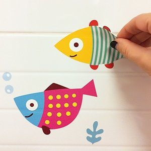 Ocean Fish Wall Decals – Sea Whale Turtle Tropical Creatures Bathroom Stickers - Cartoon Decorative Bathroom Wall Decal for Kids [>50 Art Decals]