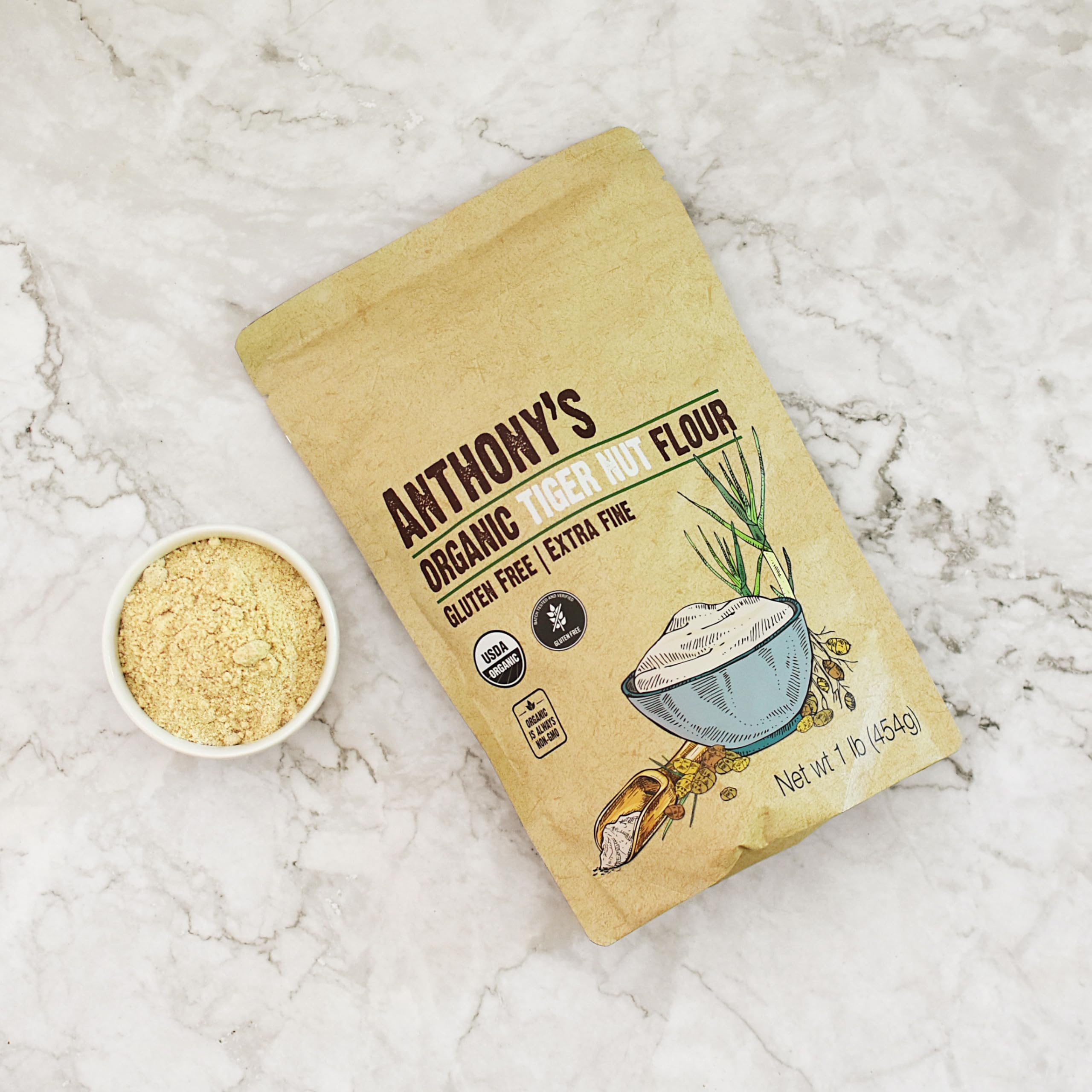 Anthony's Organic Tiger Nut Flour, 1 lb, Gluten Free, Non GMO, Paleo Friendly