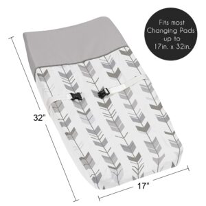 Grey and White Changing Pad Cover for Woodland Arrow Collection by Sweet Jojo Designs