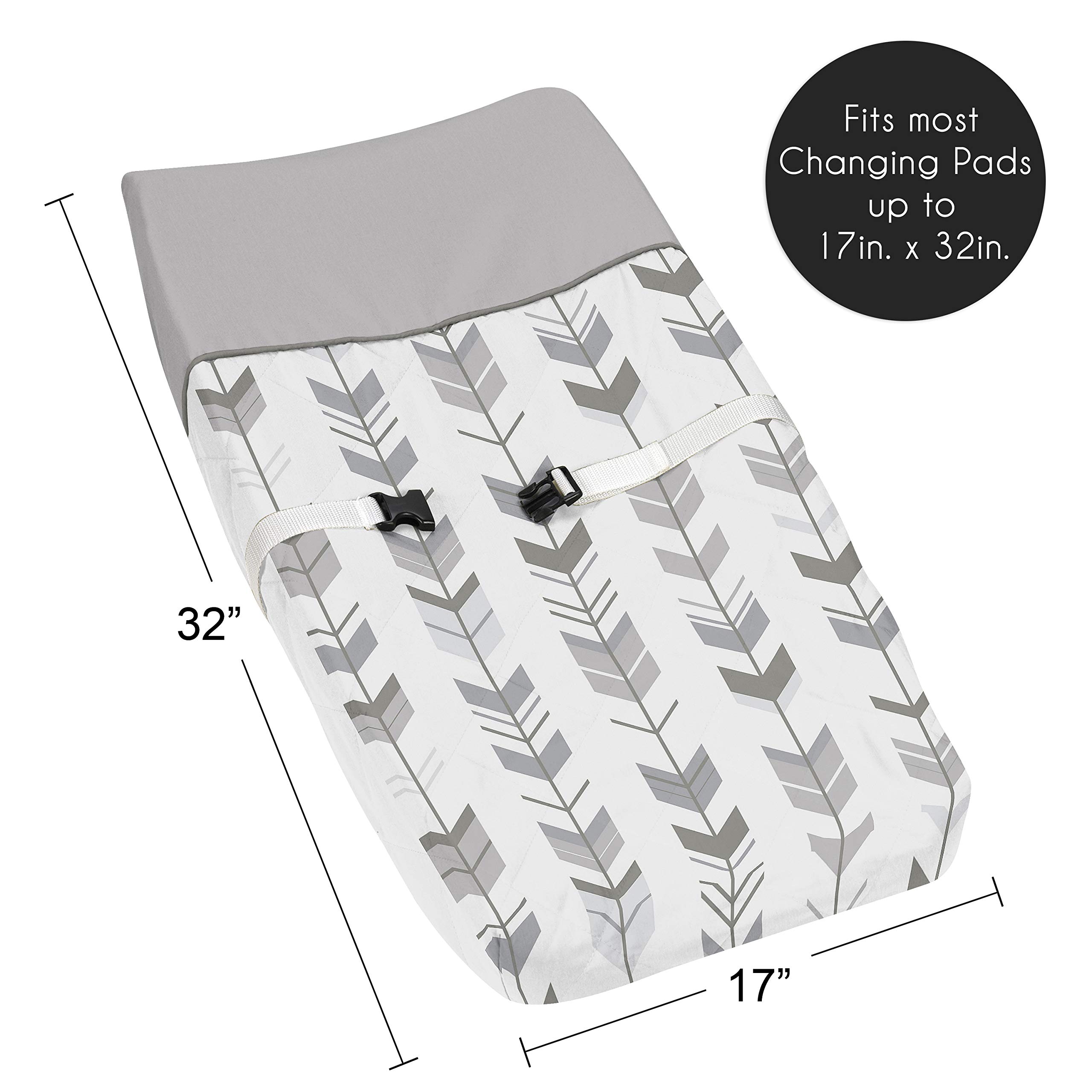 Grey and White Changing Pad Cover for Woodland Arrow Collection by Sweet Jojo Designs