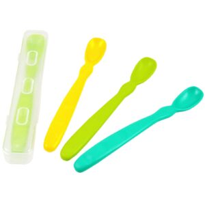 re-play made in the usa 4 pack infant spoons with travel case - aqua asst