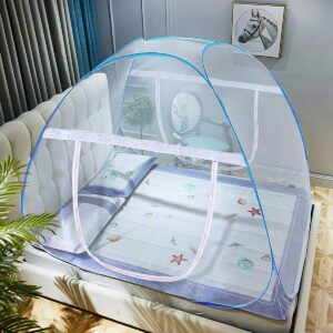 ammer pop-up mosquito net tent for beds portable folding design with net bottom for baby adults trip (79 x71x59 inch)