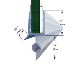 SUNNY SHOWER Frameless Shower Door Sweep Bottom Seal Wipe Drip Rail Pre Cut for 1/4" Glass, 28" L,1 Pack 2 Pieces