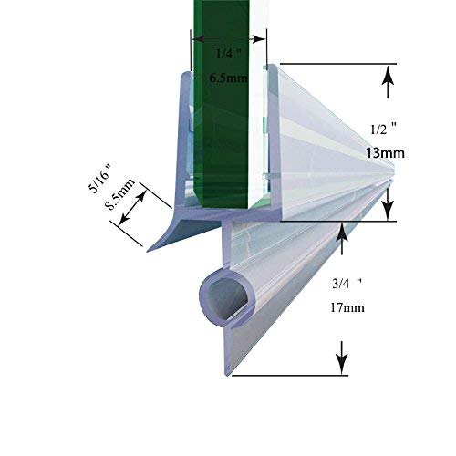 SUNNY SHOWER Frameless Shower Door Sweep Bottom Seal Wipe Drip Rail Pre Cut for 1/4" Glass, 28" L,1 Pack 2 Pieces