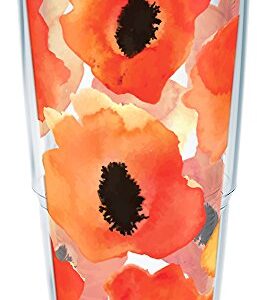 Tervis Watercolor Poppy Made in USA Double Walled Insulated Tumbler Travel Cup Keeps Drinks Cold & Hot, 24oz, Classic