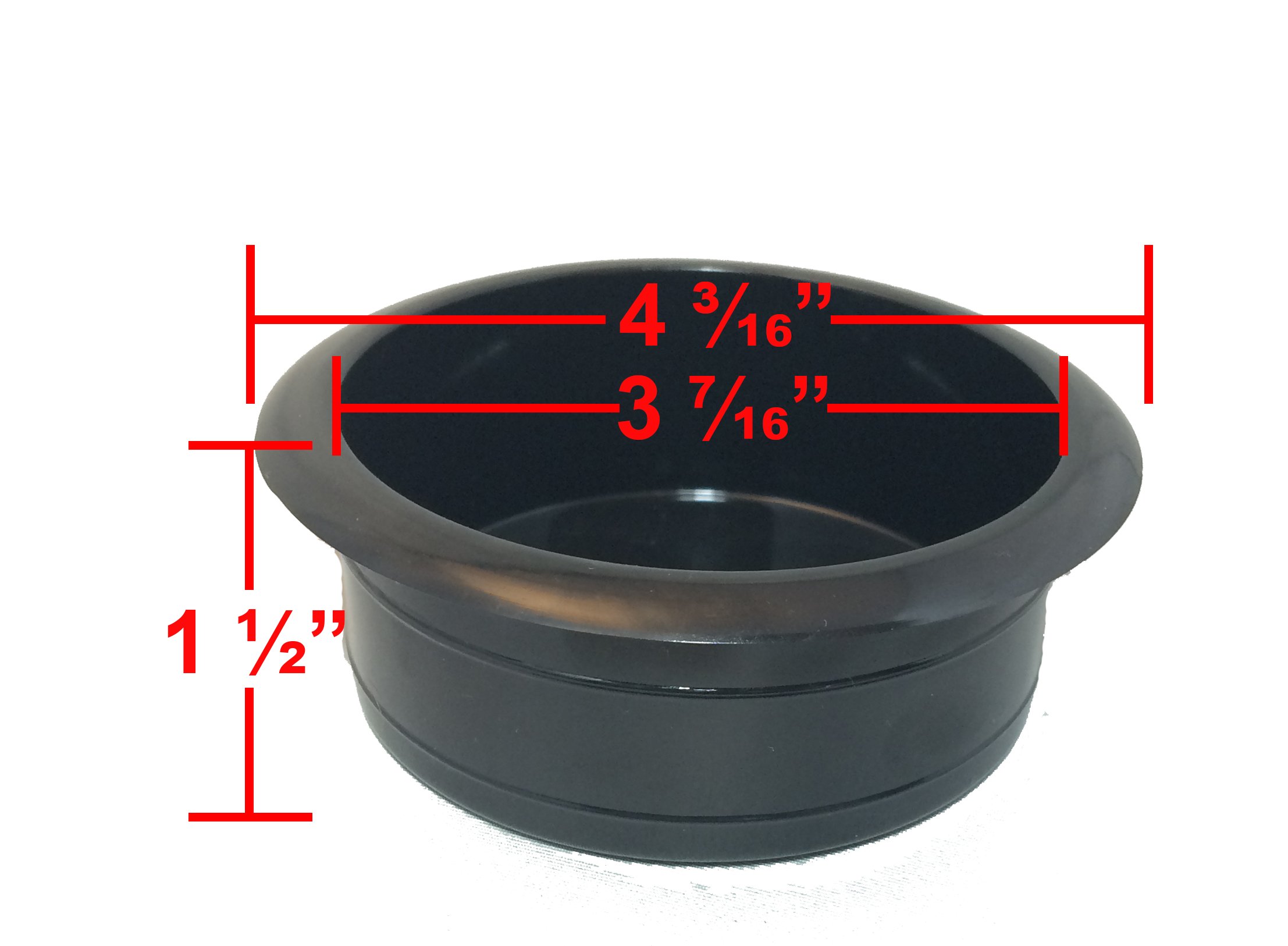 FR Universal Replacement Plastic Cup Holder, Black, 3 3/8" Diameter