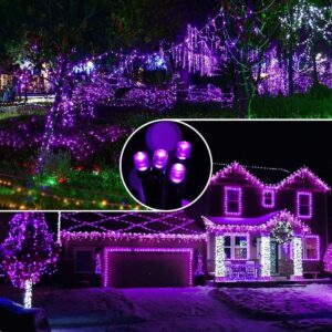 String Lights Fairy Lights 66 Feet 200 LED with Multi Flashing Modes Controller, Waterproof LED Lights Decorations for Bedroom, Wedding, Party, Garden, Patio, Indoor Outdoor Occastions (Purple)