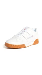 reebok men workout plus sneaker, white/carbon/classic red, 9