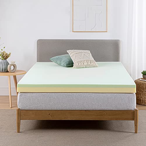 ZINUS 4 Inch Green Tea Memory Foam Mattress Topper, Pressure-Relieving Layers, CertiPUR-US Certified, Short Queen