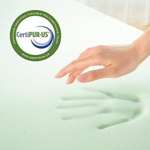 ZINUS 4 Inch Green Tea Memory Foam Mattress Topper, Pressure-Relieving Layers, CertiPUR-US Certified, Short Queen