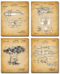 original flying machines v2 patent prints - set of four photos (8x10) unframed - makes a great home and man cave decor and gift under $20 for engineers and pilots