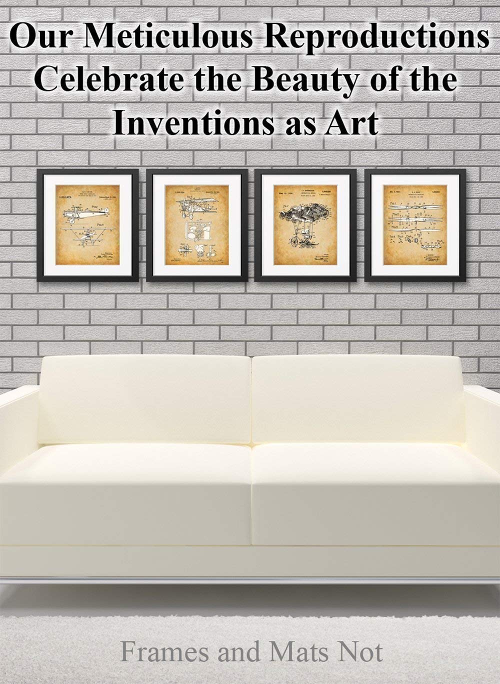 Original Flying Machines v2 Patent Prints - Set of Four Photos (8x10) Unframed - Makes a Great Home and Man Cave Decor and Gift Under $20 for Engineers and Pilots