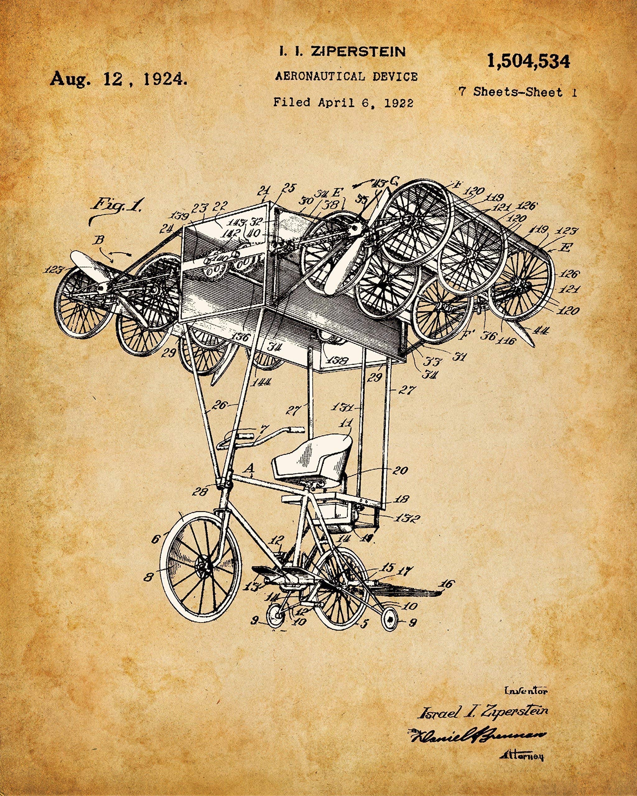 Original Flying Machines v2 Patent Prints - Set of Four Photos (8x10) Unframed - Makes a Great Home and Man Cave Decor and Gift Under $20 for Engineers and Pilots