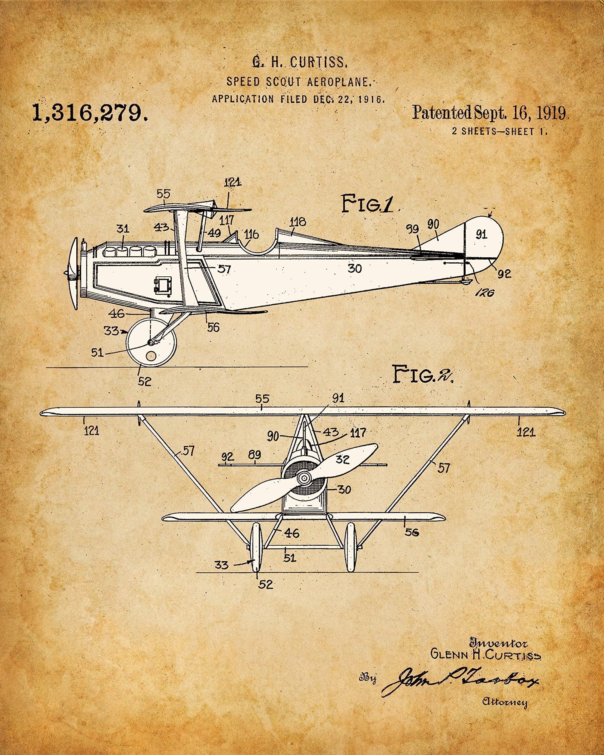 Original Flying Machines v2 Patent Prints - Set of Four Photos (8x10) Unframed - Makes a Great Home and Man Cave Decor and Gift Under $20 for Engineers and Pilots