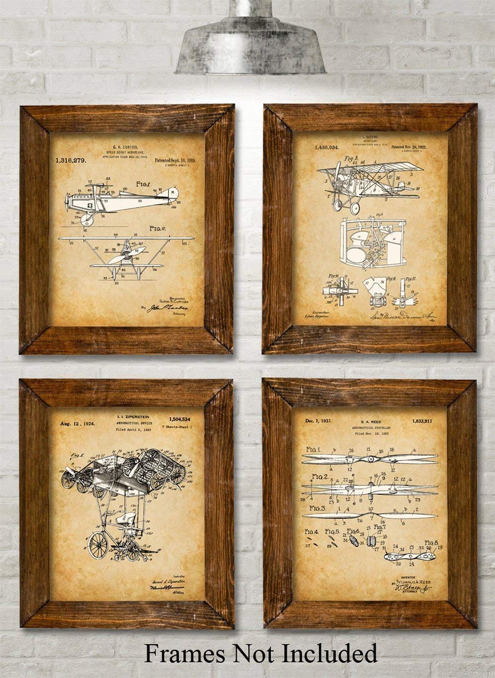 Original Flying Machines v2 Patent Prints - Set of Four Photos (8x10) Unframed - Makes a Great Home and Man Cave Decor and Gift Under $20 for Engineers and Pilots