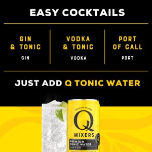 Q Mixers Tonic Water, 7.5 Fl oz (Pack of 24), Only 45 Calories per Can, Premium Cocktail and Mocktail Mixer Made with Real, Natural Ingredients (Packaging May Vary)