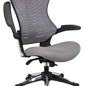 OFFICE FACTOR Grey Mesh Executive Ergonomic Computer Office Chair Flip-up Arms Lumbar Support Molded Foam Seat Adjustable Height Home Office Desk Chair BIFMA Passed (Grey)