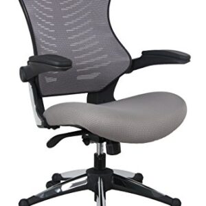 OFFICE FACTOR Grey Mesh Executive Ergonomic Computer Office Chair Flip-up Arms Lumbar Support Molded Foam Seat Adjustable Height Home Office Desk Chair BIFMA Passed (Grey)