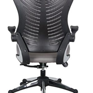 OFFICE FACTOR Grey Mesh Executive Ergonomic Computer Office Chair Flip-up Arms Lumbar Support Molded Foam Seat Adjustable Height Home Office Desk Chair BIFMA Passed (Grey)