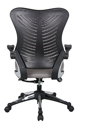 OFFICE FACTOR Grey Mesh Executive Ergonomic Computer Office Chair Flip-up Arms Lumbar Support Molded Foam Seat Adjustable Height Home Office Desk Chair BIFMA Passed (Grey)