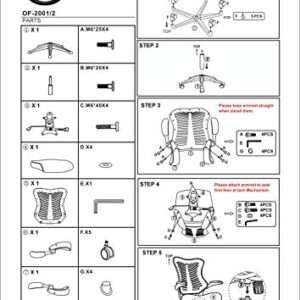 OFFICE FACTOR Grey Mesh Executive Ergonomic Computer Office Chair Flip-up Arms Lumbar Support Molded Foam Seat Adjustable Height Home Office Desk Chair BIFMA Passed (Grey)