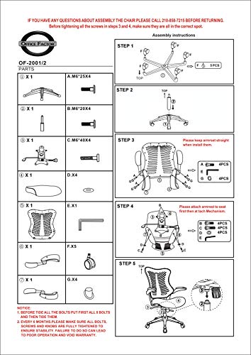 OFFICE FACTOR Grey Mesh Executive Ergonomic Computer Office Chair Flip-up Arms Lumbar Support Molded Foam Seat Adjustable Height Home Office Desk Chair BIFMA Passed (Grey)