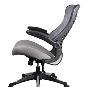 OFFICE FACTOR Grey Mesh Executive Ergonomic Computer Office Chair Flip-up Arms Lumbar Support Molded Foam Seat Adjustable Height Home Office Desk Chair BIFMA Passed (Grey)