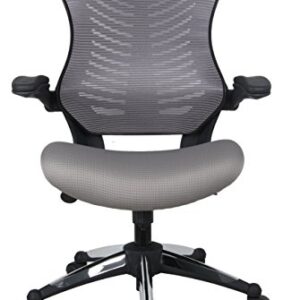 OFFICE FACTOR Grey Mesh Executive Ergonomic Computer Office Chair Flip-up Arms Lumbar Support Molded Foam Seat Adjustable Height Home Office Desk Chair BIFMA Passed (Grey)