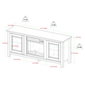 Home Accent Furnishings Lucas 58 Inch Television Stand with Fireplace in White Oak