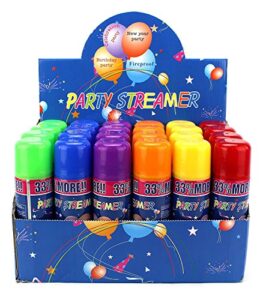 24 pack of party streamer spray string in a can children's kid's party supplies, perfect for parties/events