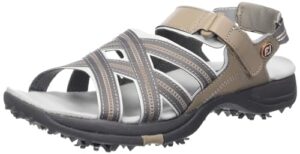 footjoy women's golf sandals shoes, tan/light grey, 9