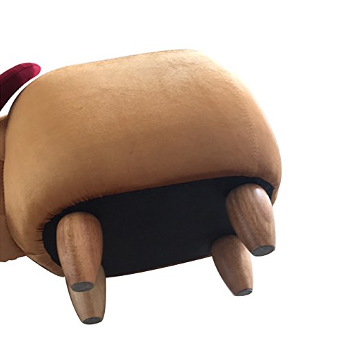 OLizee Decorative Buffalo Ottoman Footstool Cute Animal Upholstered Stool for Kids Wooden Footrest Accent Furniture, Brown