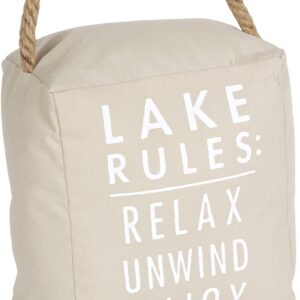 Pavilion Gift Company Lake Rules: Relax Unwind Enjoy Tan Door Stopper, Off White, 5" x 6"