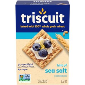 triscuit hint of sea salt whole grain wheat crackers, vegan crackers, 8.5 oz