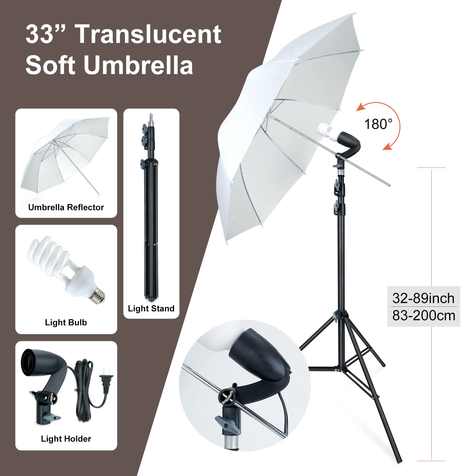 LINCO Lincostore Photo Video Studio Light Kit AM169 - Including 3 Color Backdrops (Black/White/Green) Background Screen