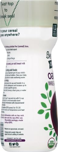 Beech-Nut Organic Oatmeal Baby Cereal Canister, 8 Ounce