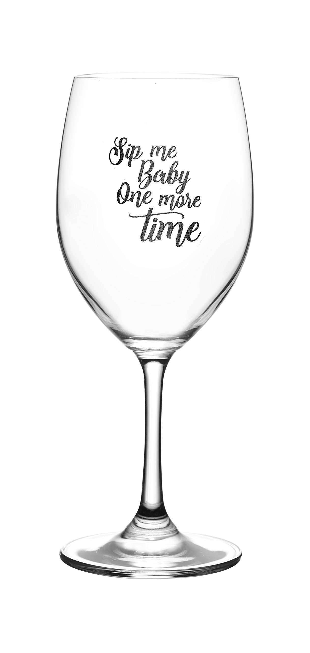 Lushy Wino – Sip Me Baby One More Time. Cute, Novelty, Etched Stemmed 16-Ounce Wine Glass with Funny Sayings in Gift Box