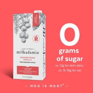 milkadamia Macadamia Milk - Unsweetened Vanilla - 32 Fl Oz (Pack of 6) - Lactose Free Milk, Vegan Shelf Stable Milk, Plant Based Non Dairy Milk, Organic Dairy Free Macadamia Nut Milk