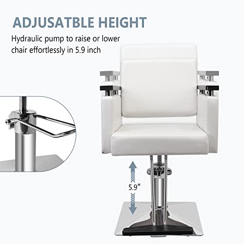 Mefeir Barber Chair Heavy Duty Hair Salon Chair for Hair Stylist White, Professional Hairdressing Styling Chair, Barbershop Spa Tattoo Esthetics Equipment