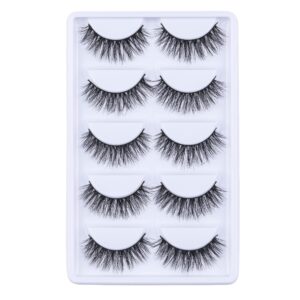 luxurious siberian mink 3d false eyelash lasgoos design natural look messy cross daily light weight reusable fake eyelashes eye makeup 5 pairs/box (a10)