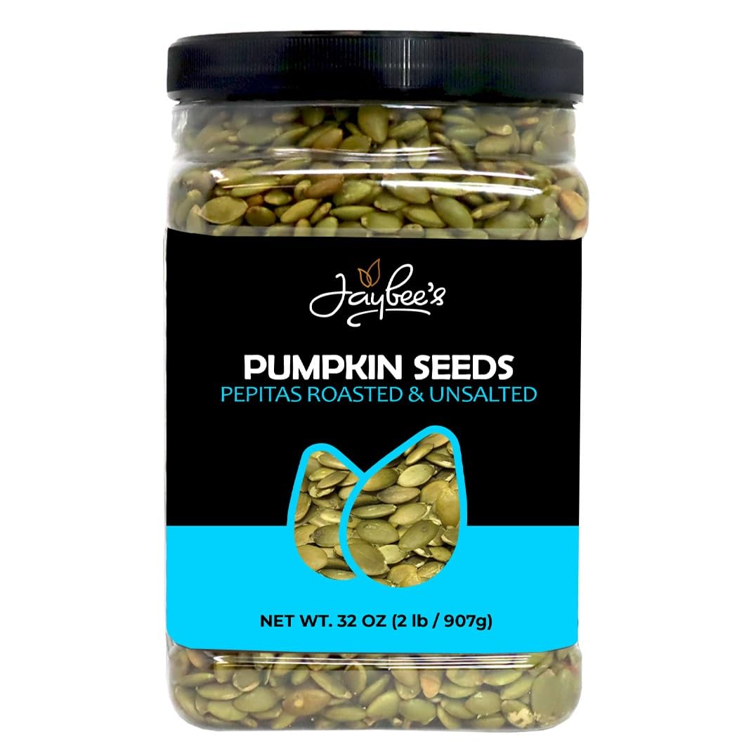 Pumpkin Seeds Pepitas Roasted Unsalted - 32 oz - 2 lbs | Healthy Snack | Vegan, Keto Diet Friendly | Hand-Picked | Kosher Certified | Pumpkin Seed | Jaybee's Nuts