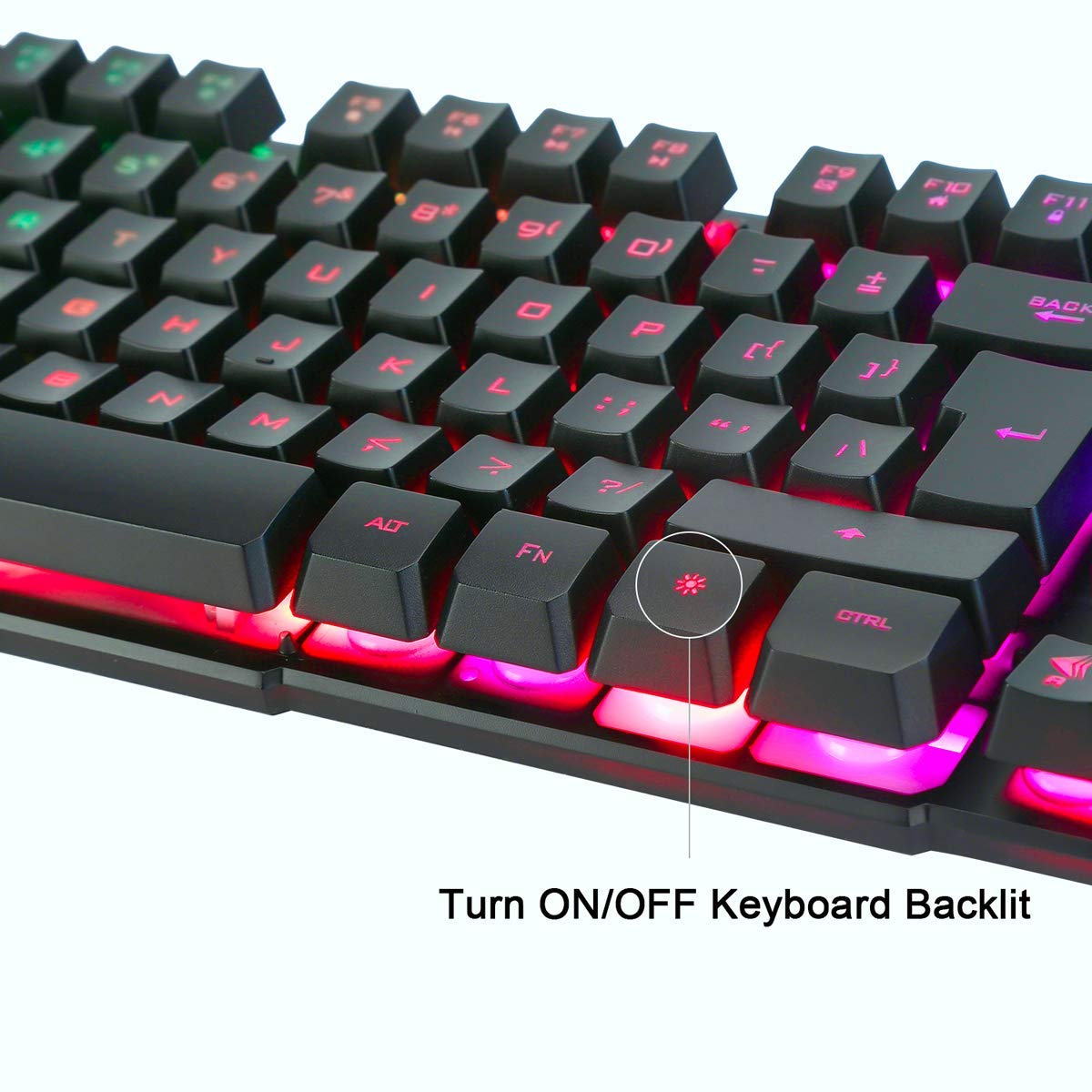 BAKTH Multiple Color Rainbow LED Backlit Mechanical Feeling USB Wired Gaming Keyboard and Mouse Combo for Working or Game