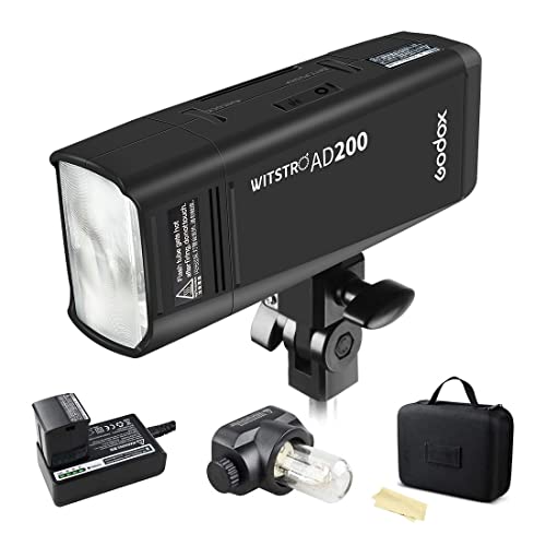 Godox AD200 200Ws 2.4G TTL 1/8000 HSS Strobe Flash Strobe Speedlite Monolight with 2900mAh Lithium Battery to Cover 500 Full Power Shots and Recycle in 0.01-2.1 Sec