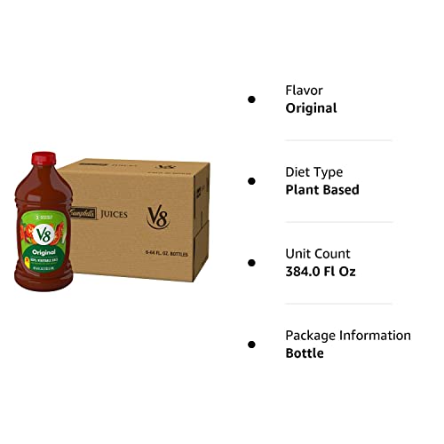 V8 Original 100% Vegetable Juice, 64 fl oz Bottle (Case of 6)