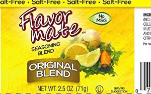 Flavor Mate No Salt Seasoning Blend - Variety Pack - Original,Garlic and Herb,Southwest Chipotle,Lemon & Pepper, Table Blend - 2.5 oz-Kosher