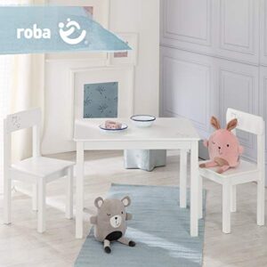 Roba: Table & 2 Chair Set: Little Stars - White Wood - Children's Seating Group, Toddler & Kids, Ages 2+