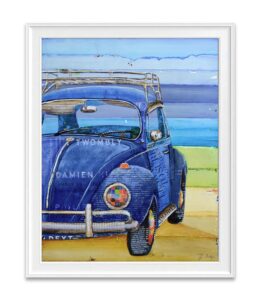 i got the blues, antique classic car automobile 1967, danny phillips unframed art print, vintage nautical coastal beach and home decor poster, 8x10 inches