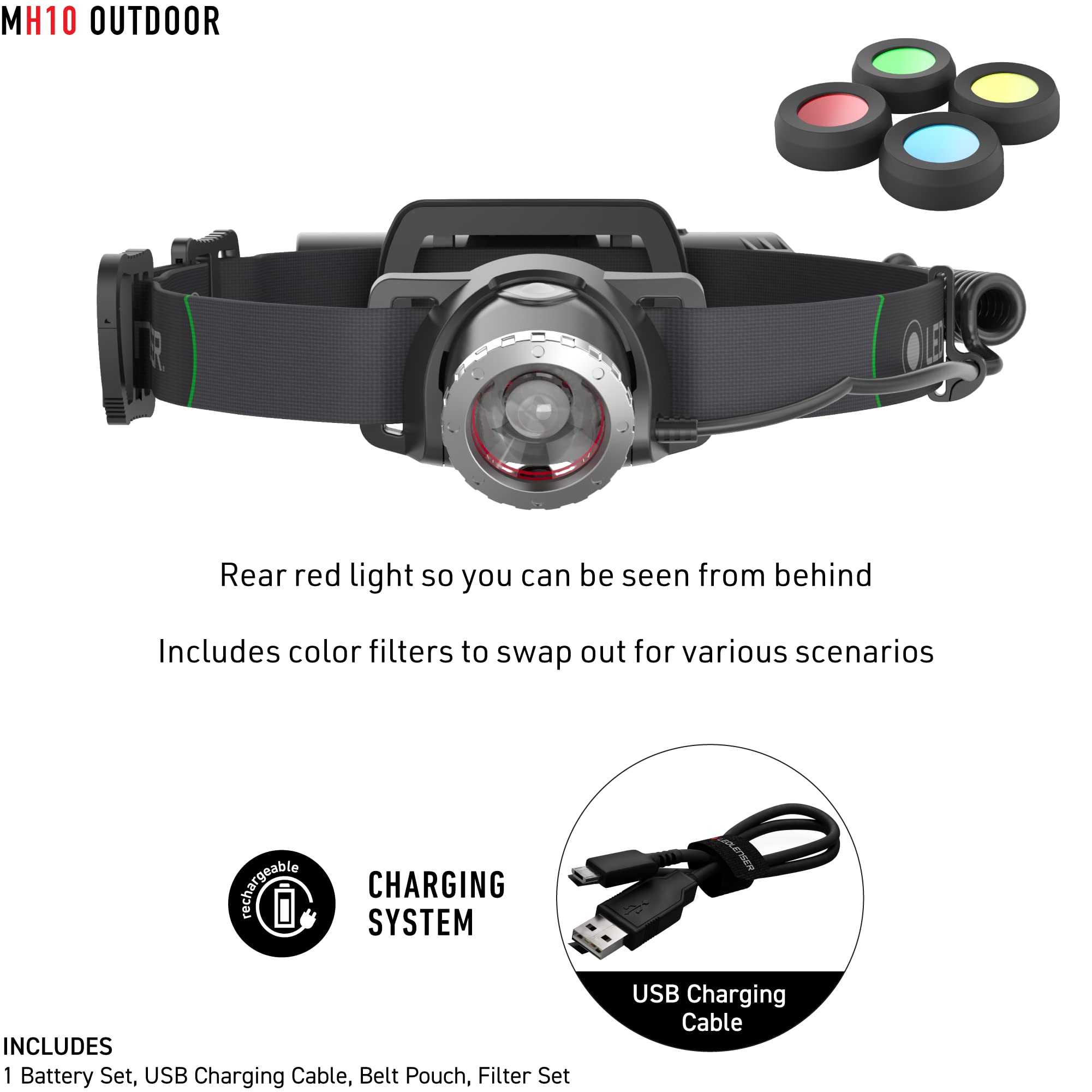 Ledlenser, MH10 Rechargeable Headlamp, LED Light for Outdoor Use