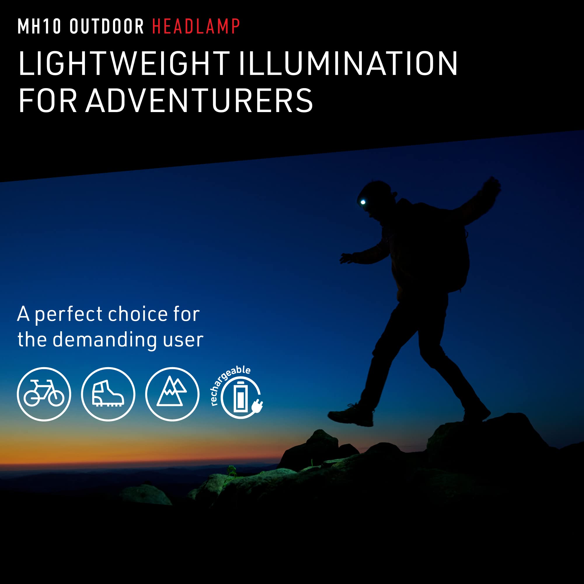 Ledlenser, MH10 Rechargeable Headlamp, LED Light for Outdoor Use