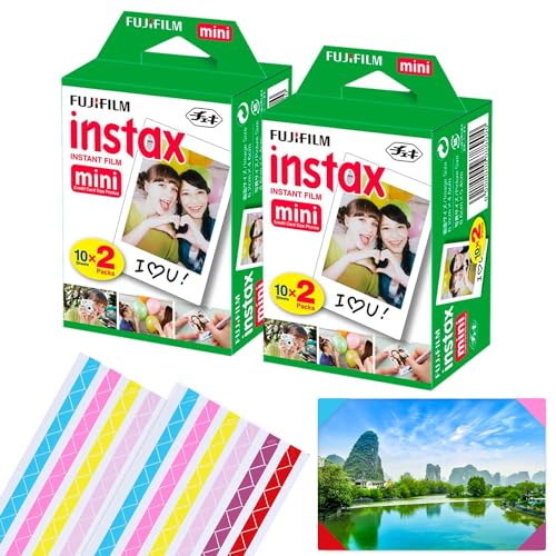 FUJIFILM Polaroid Film Instax mini Instant Film-2 pk (2 x 20)|Includes 40 Photo Sheets, 60 Colorful Mini Photo Stickers-Fits Fuji Instax Mini Film 11, 9&8 Camera, Fuji SP-1, SP-2, Mini Polaroid Film